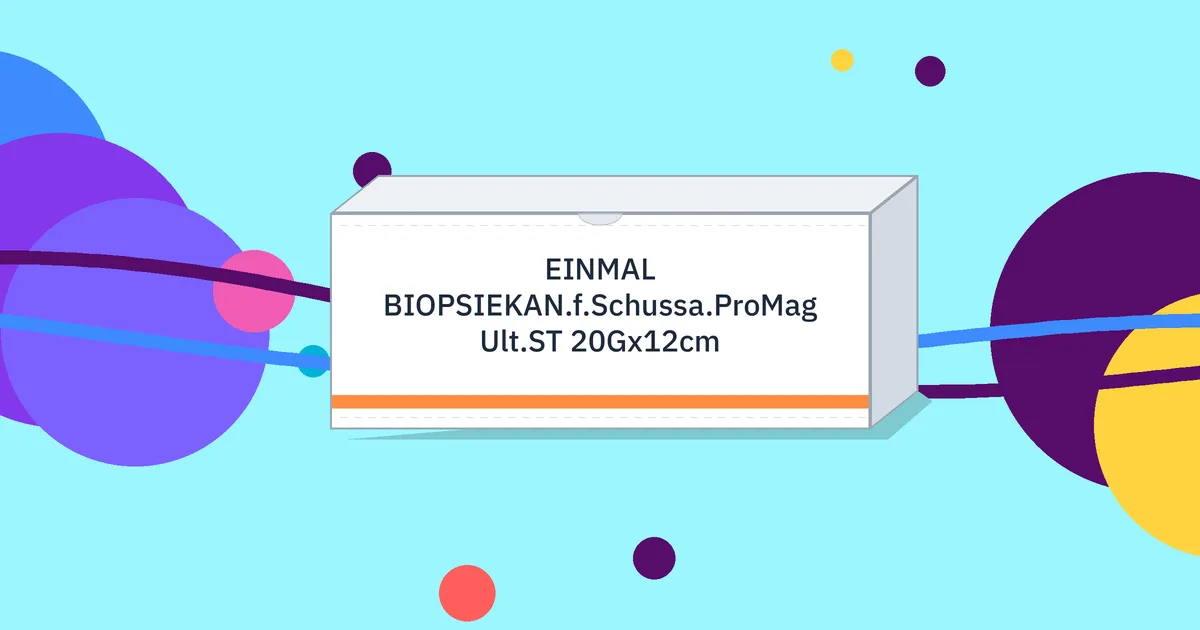 Symbolbild: Packung mit der Aufschrift EINMAL BIOPSIEKAN.f.Schussa.ProMag Ult.ST 20Gx12cm (PZN 00283280) – Verfügbarkeit und Bezug in Apotheken in Frankfurt am Main