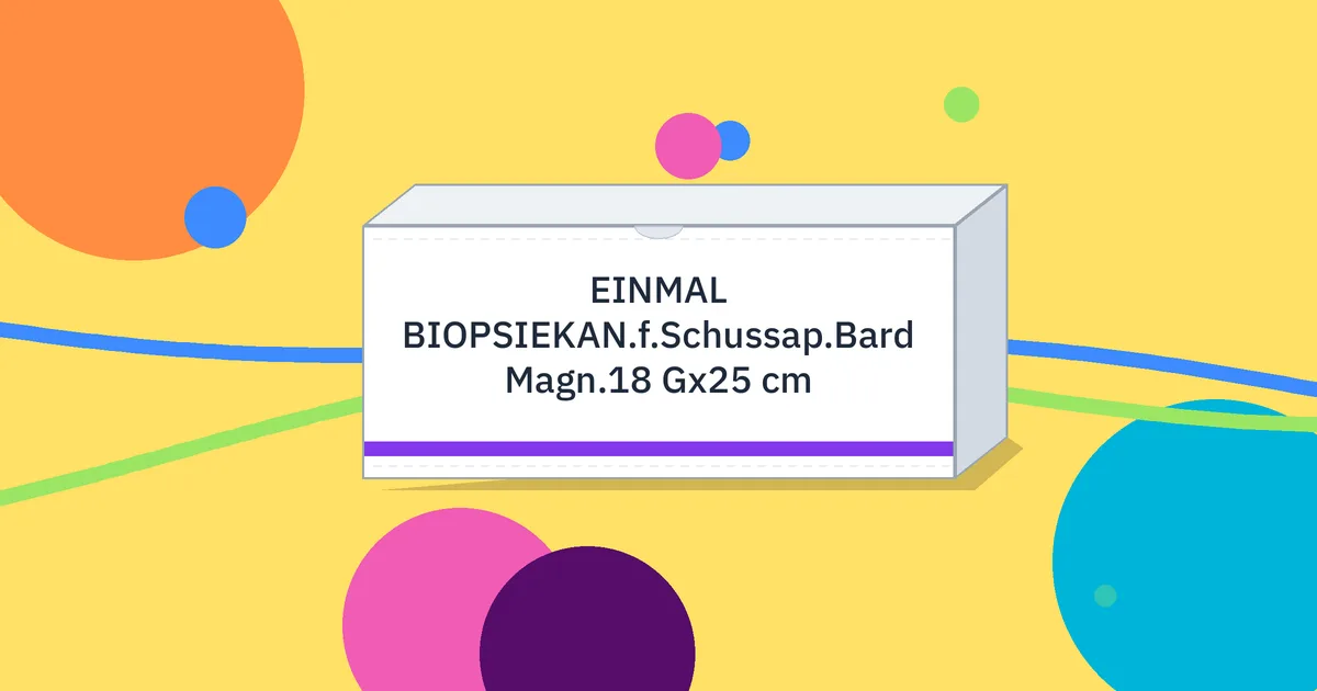 Symbolbild: Packung mit der Aufschrift EINMAL BIOPSIEKAN.f.Schussap.Bard Magn.18 Gx25 cm (PZN 00283682) – Verfügbarkeit und Bezug in Apotheken in Frankfurt am Main
