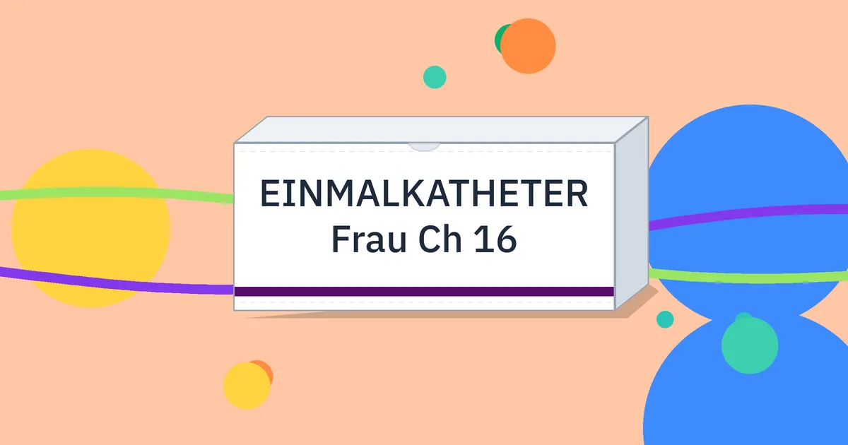 Symbolbild: Packung mit der Aufschrift EINMALKATHETER Frau Ch 16 (PZN 04476082) – Verfügbarkeit und Bezug in Apotheken in Frankfurt am Main