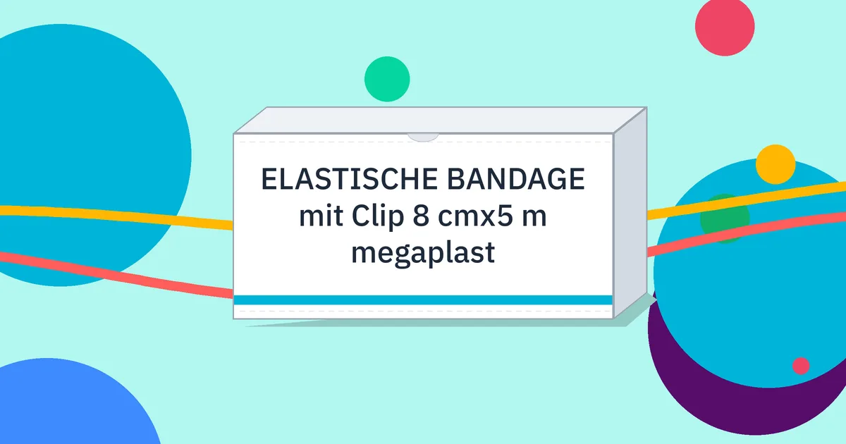Symbolbild: Packung mit der Aufschrift ELASTISCHE BANDAGE mit Clip 8 cmx5 m megaplast (PZN 16500578) – Verfügbarkeit und Bezug in Apotheken in Frankfurt am Main