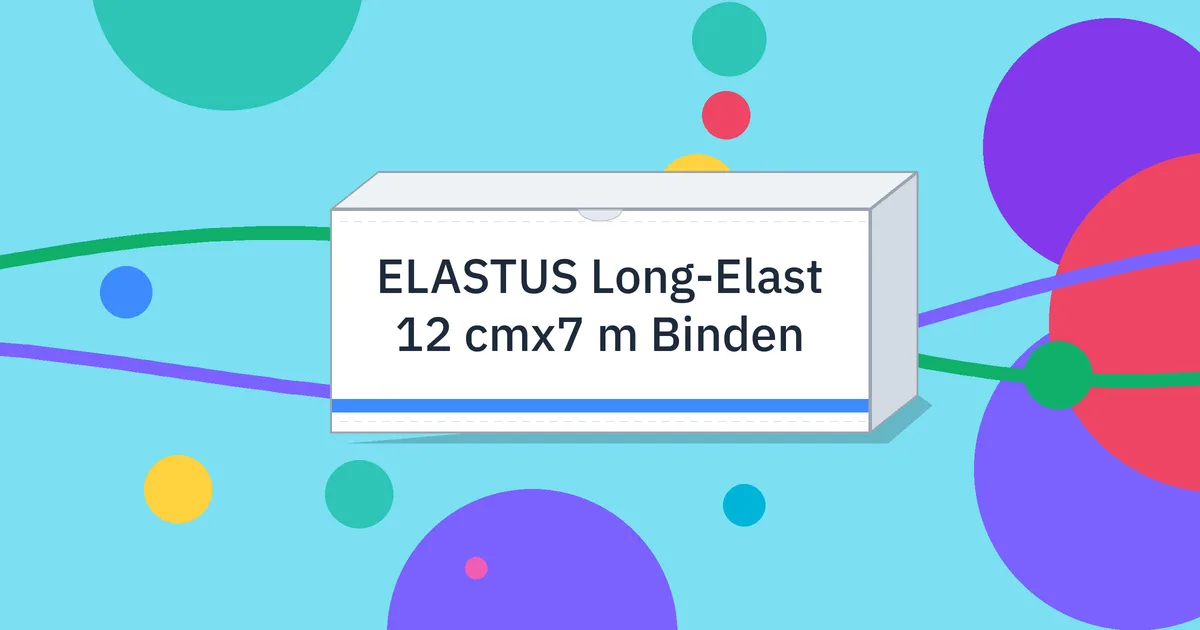 Symbolbild: Packung mit der Aufschrift ELASTUS Long-Elast 12 cmx7 m Binden (PZN 04839136) – Verfügbarkeit und Bezug in Apotheken in Frankfurt am Main