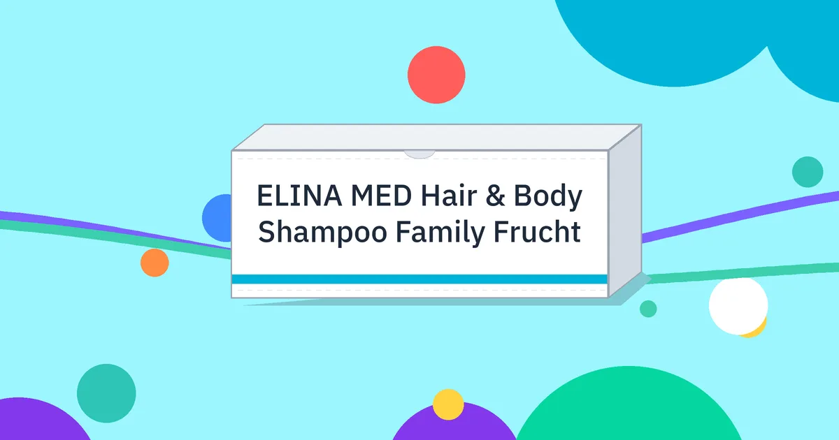 Symbolbild: Packung mit der Aufschrift ELINA MED Hair & Body Shampoo Family Frucht (PZN 18398730) – Verfügbarkeit und Bezug in Apotheken in Frankfurt am Main