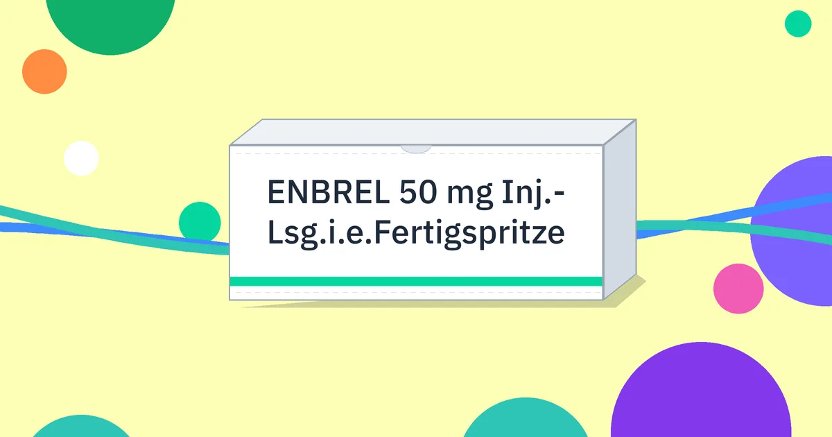 Symbolbild: Packung mit der Aufschrift ENBREL 50 mg Inj.-Lsg.i.e.Fertigspritze (PZN 16743973) – Verfügbarkeit und Bezug in Apotheken in Frankfurt am Main