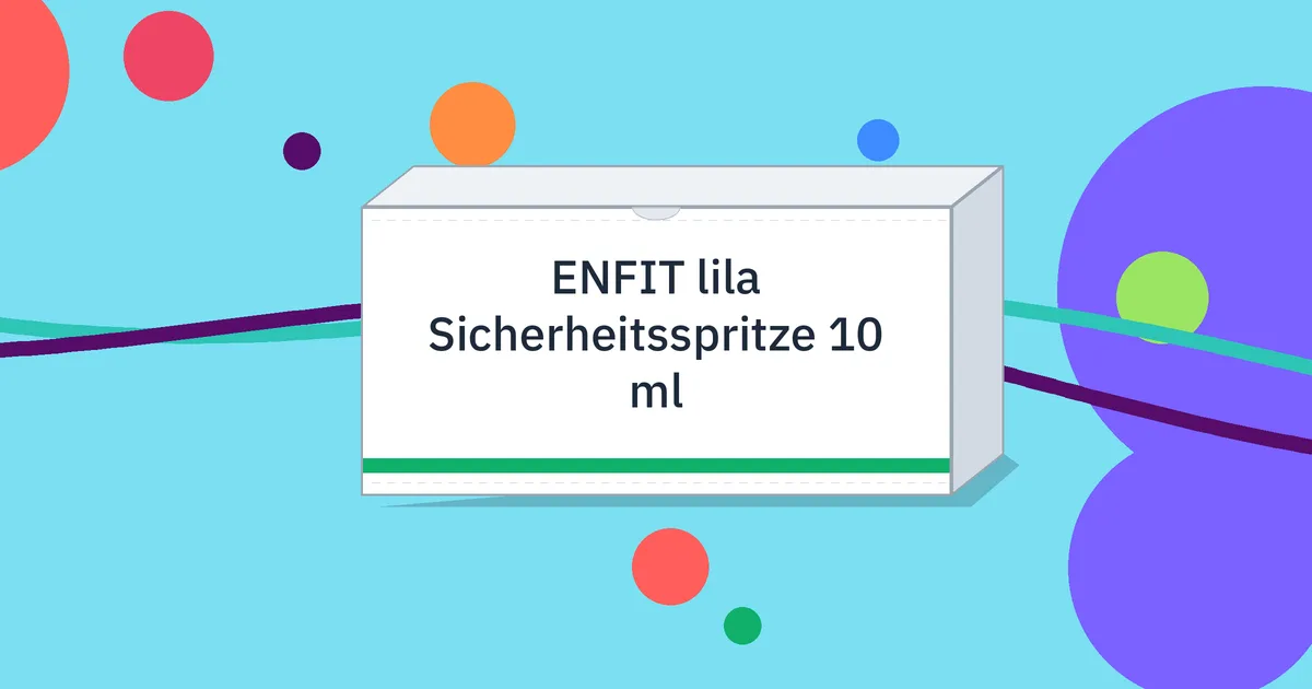 Symbolbild: Packung mit der Aufschrift ENFIT lila Sicherheitsspritze 10 ml (PZN 16734945) – Verfügbarkeit und Bezug in Apotheken in Frankfurt am Main