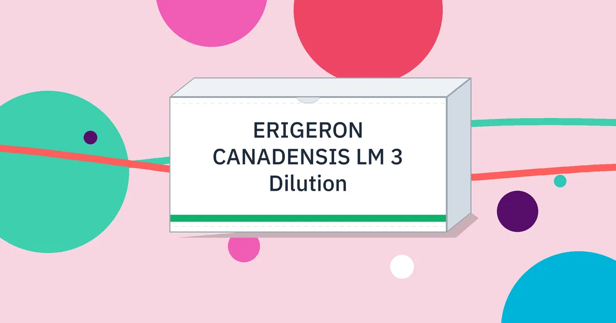Symbolbild: Packung mit der Aufschrift ERIGERON CANADENSIS LM 3 Dilution (PZN 13478022) – Verfügbarkeit und Bezug in Apotheken in Frankfurt am Main