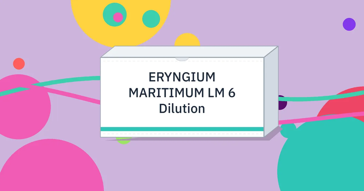 Symbolbild: Packung mit der Aufschrift ERYNGIUM MARITIMUM LM 6 Dilution (PZN 13478944) – Verfügbarkeit und Bezug in Apotheken in Frankfurt am Main