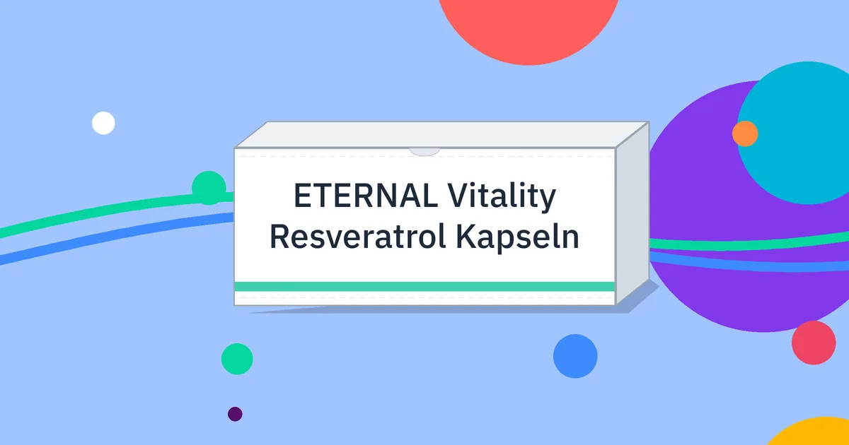 Symbolbild: Packung mit der Aufschrift ETERNAL Vitality Resveratrol Kapseln (PZN 20538486) – Verfügbarkeit und Bezug in Apotheken in Frankfurt am Main