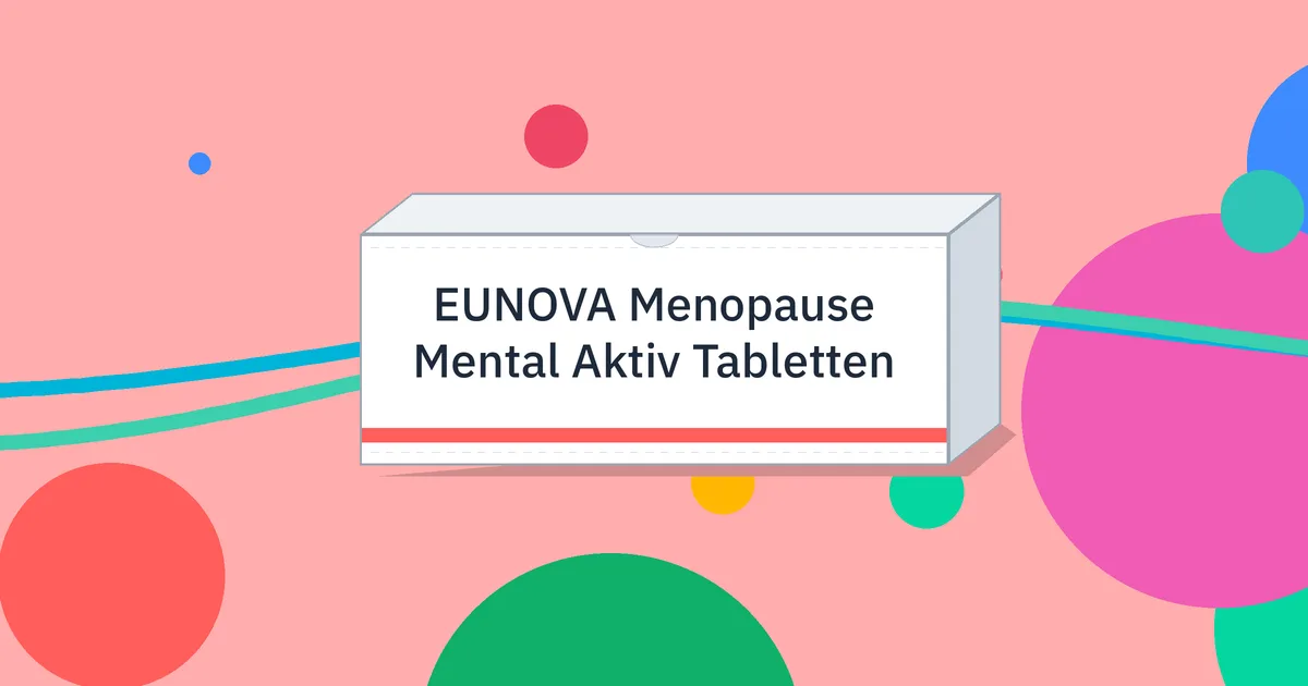 Symbolbild: Packung mit der Aufschrift EUNOVA Menopause Mental Aktiv Tabletten (PZN 19873771) – Verfügbarkeit und Bezug in Apotheken in Frankfurt am Main