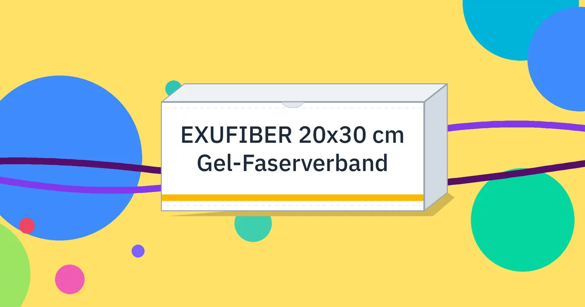 Symbolbild: Packung mit der Aufschrift EXUFIBER 20x30 cm Gel-Faserverband (PZN 18181031) – Verfügbarkeit und Bezug in Apotheken in Frankfurt am Main
