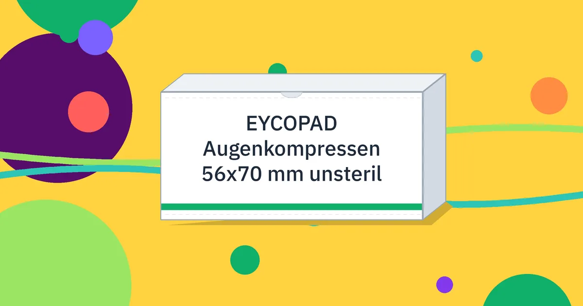Symbolbild: Packung mit der Aufschrift EYCOPAD Augenkompressen 56x70 mm unsteril (PZN 02733327) – Verfügbarkeit und Bezug in Apotheken in Frankfurt am Main