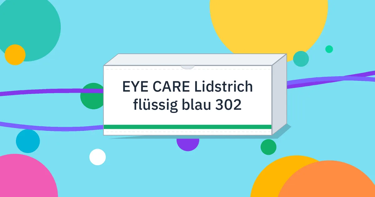Symbolbild: Packung mit der Aufschrift EYE CARE Lidstrich flüssig blau 302 (PZN 07658576) – Verfügbarkeit und Bezug in Apotheken in Frankfurt am Main