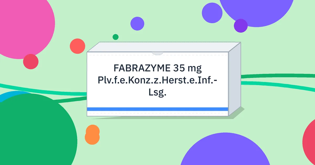 Symbolbild: Packung mit der Aufschrift FABRAZYME 35 mg Plv.f.e.Konz.z.Herst.e.Inf.-Lsg. (PZN 19689375) – Verfügbarkeit und Bezug in Apotheken in Frankfurt am Main