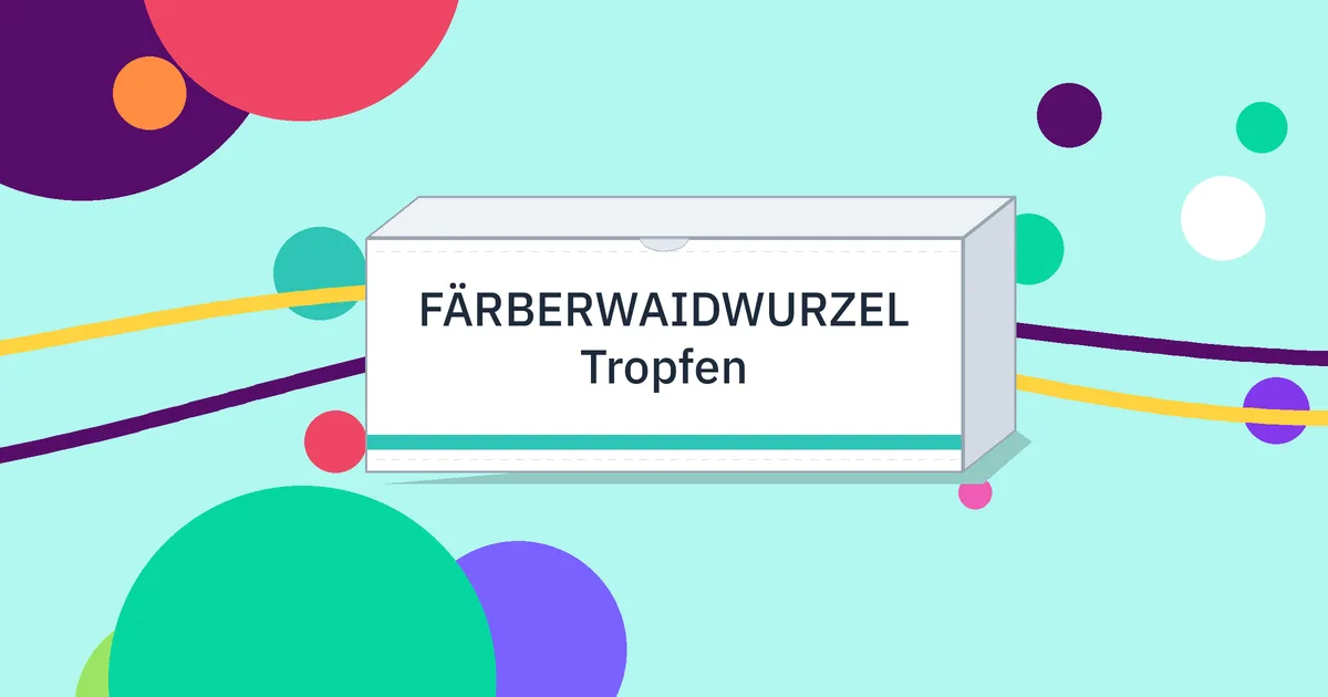 Symbolbild: Packung mit der Aufschrift FÄRBERWAIDWURZEL Tropfen (PZN 19418624) – Verfügbarkeit und Bezug in Apotheken in Frankfurt am Main