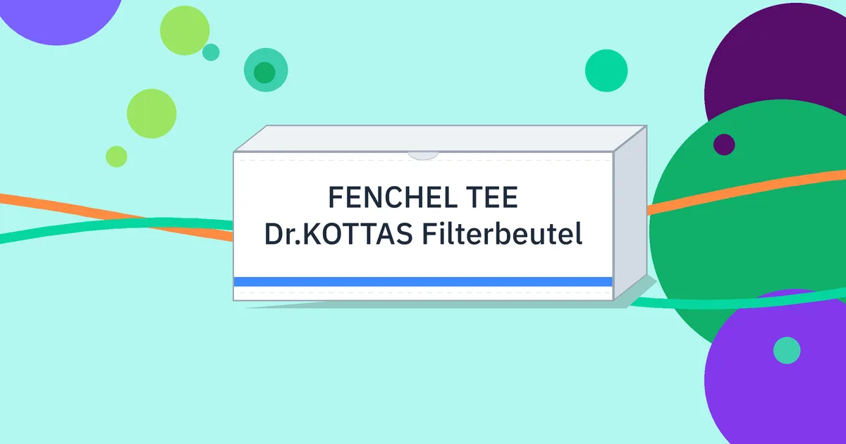 Symbolbild: Packung mit der Aufschrift FENCHEL TEE Dr.KOTTAS Filterbeutel (PZN 09919839) – Verfügbarkeit und Bezug in Apotheken in Frankfurt am Main