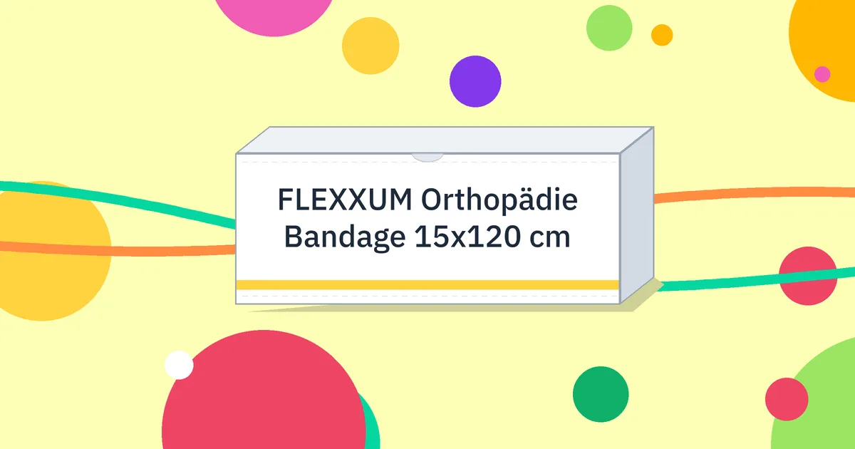 Symbolbild: Packung mit der Aufschrift FLEXXUM Orthopädie Bandage 15x120 cm (PZN 01317584) – Verfügbarkeit und Bezug in Apotheken in Frankfurt am Main