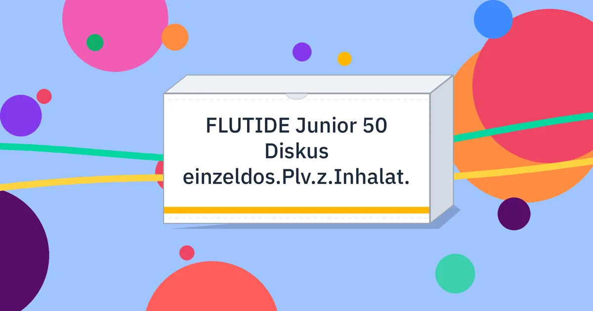 Symbolbild: Packung mit der Aufschrift FLUTIDE Junior 50 Diskus einzeldos.Plv.z.Inhalat. (PZN 07124188) – Verfügbarkeit und Bezug in Apotheken in Frankfurt am Main