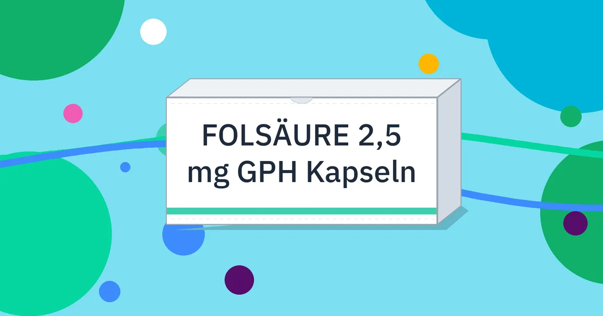 Symbolbild: Packung mit der Aufschrift FOLSÄURE 2,5 mg GPH Kapseln (PZN 15409396) – Verfügbarkeit und Bezug in Apotheken in Frankfurt am Main
