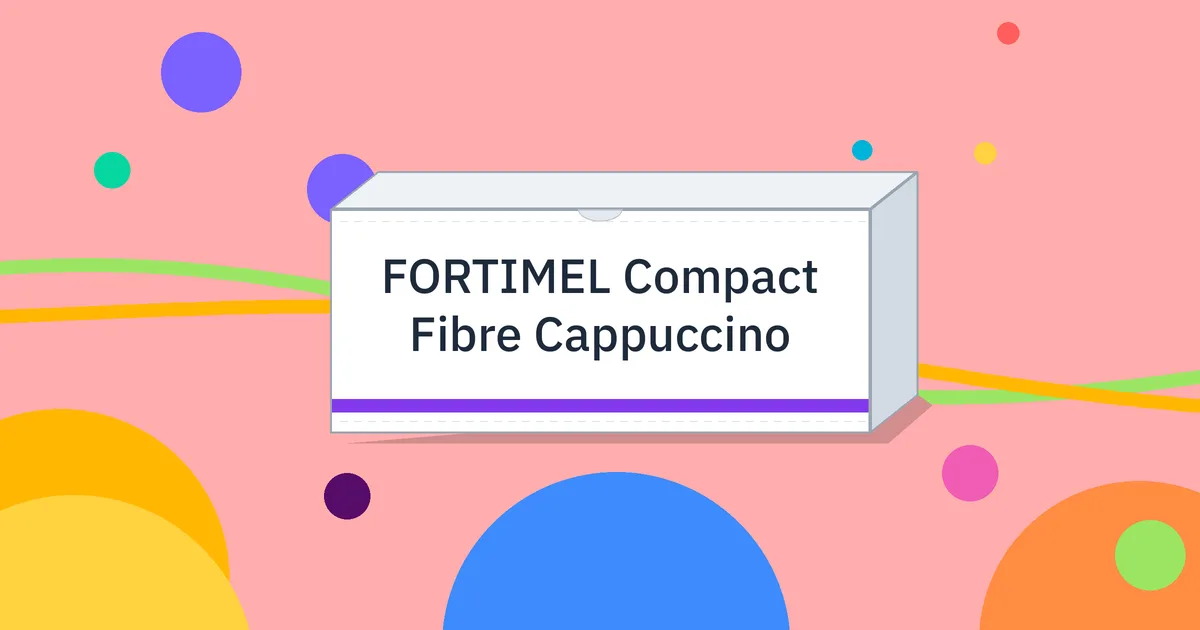 Symbolbild: Packung mit der Aufschrift FORTIMEL Compact Fibre Cappuccino (PZN 11591352) – Verfügbarkeit und Bezug in Apotheken in Frankfurt am Main