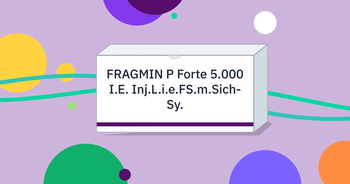 Symbolbild: Packung mit der Aufschrift FRAGMIN P Forte 5.000 I.E. Inj.L.i.e.FS.m.Sich-Sy. (PZN 12409711) – Verfügbarkeit und Bezug in Apotheken in Frankfurt am Main