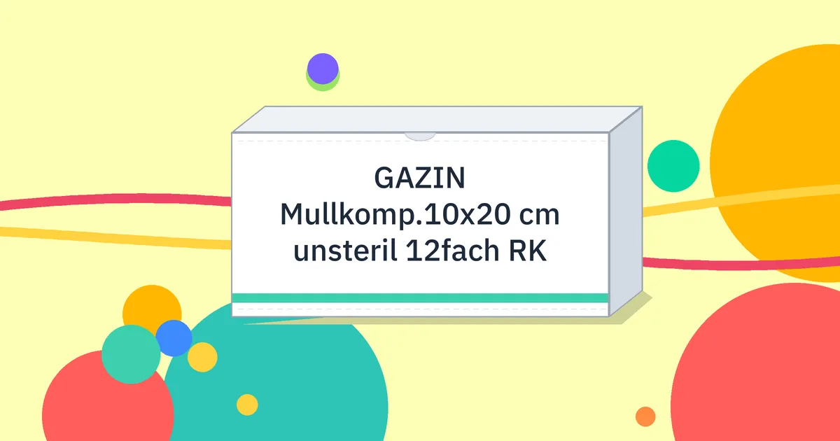 Symbolbild: Packung mit der Aufschrift GAZIN Mullkomp.10x20 cm unsteril 12fach RK (PZN 03959542) – Verfügbarkeit und Bezug in Apotheken in Frankfurt am Main