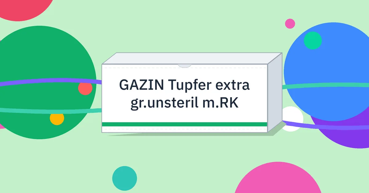 Symbolbild: Packung mit der Aufschrift GAZIN Tupfer extra gr.unsteril m.RK (PZN 01369121) – Verfügbarkeit und Bezug in Apotheken in Frankfurt am Main