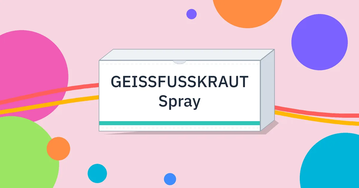 Symbolbild: Packung mit der Aufschrift GEISSFUSSKRAUT Spray (PZN 14311198) – Verfügbarkeit und Bezug in Apotheken in Frankfurt am Main
