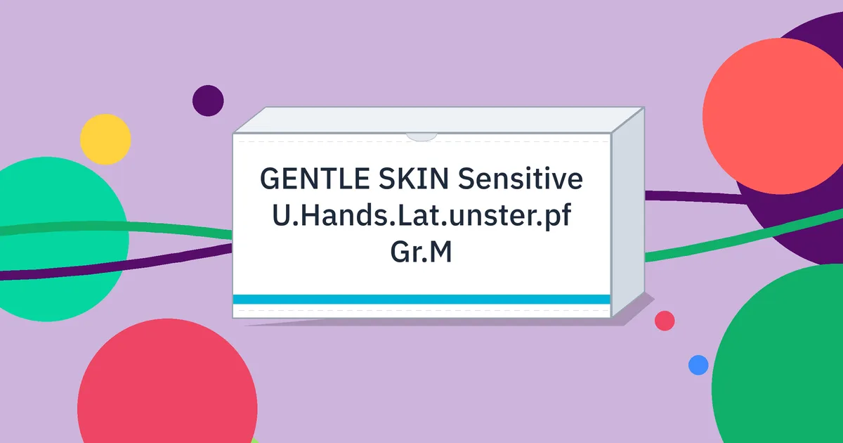 Symbolbild: Packung mit der Aufschrift GENTLE SKIN Sensitive U.Hands.Lat.unster.pf Gr.M (PZN 02243592) – Verfügbarkeit und Bezug in Apotheken in Frankfurt am Main