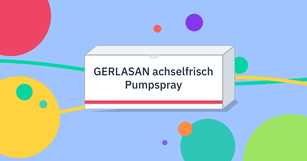 Symbolbild: Packung mit der Aufschrift GERLASAN achselfrisch Pumpspray (PZN 03487971) – Verfügbarkeit und Bezug in Apotheken in Frankfurt am Main