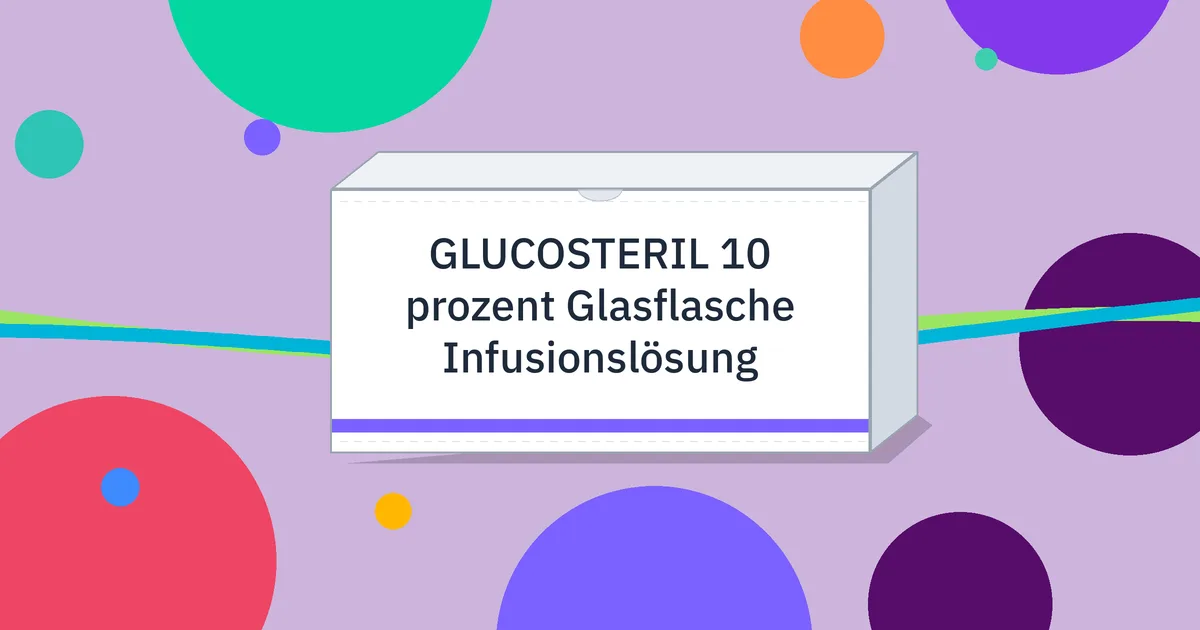 Symbolbild: Packung mit der Aufschrift GLUCOSTERIL 10 prozent Glasflasche Infusionslösung (PZN 00424651) – Verfügbarkeit und Bezug in Apotheken in Frankfurt am Main