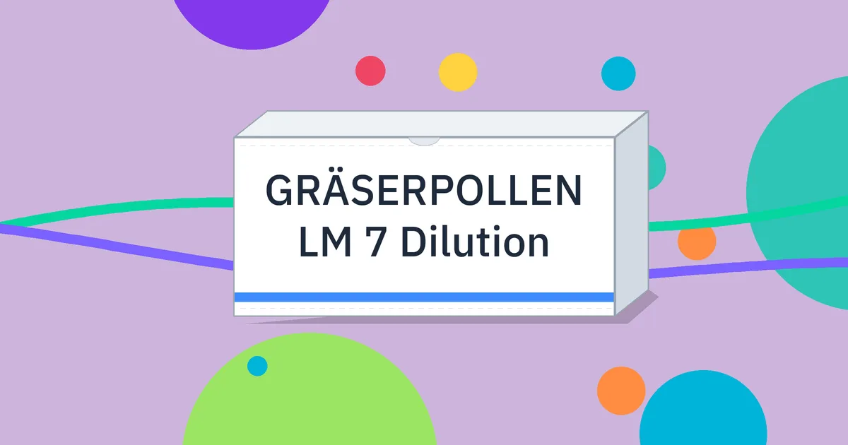 Symbolbild: Packung mit der Aufschrift GRÄSERPOLLEN LM 7 Dilution (PZN 12882086) – Verfügbarkeit und Bezug in Apotheken in Frankfurt am Main