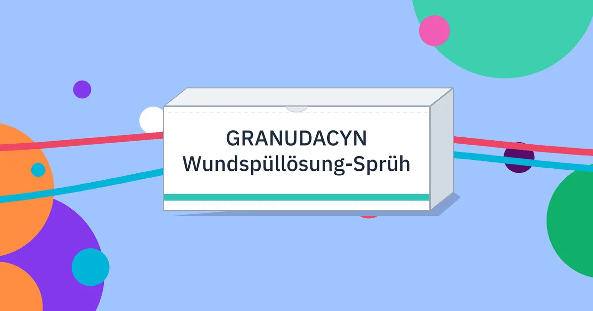 Symbolbild: Packung mit der Aufschrift GRANUDACYN Wundspüllösung-Sprüh (PZN 17902468) – Verfügbarkeit und Bezug in Apotheken in Frankfurt am Main