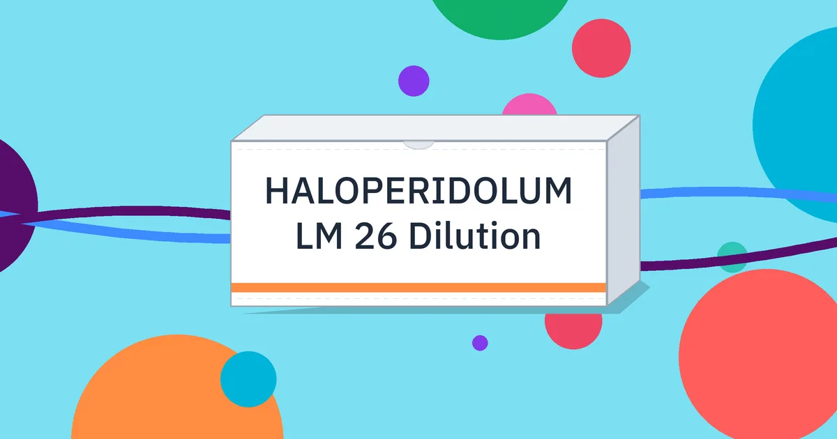 Symbolbild: Packung mit der Aufschrift HALOPERIDOLUM LM 26 Dilution (PZN 12883654) – Verfügbarkeit und Bezug in Apotheken in Frankfurt am Main