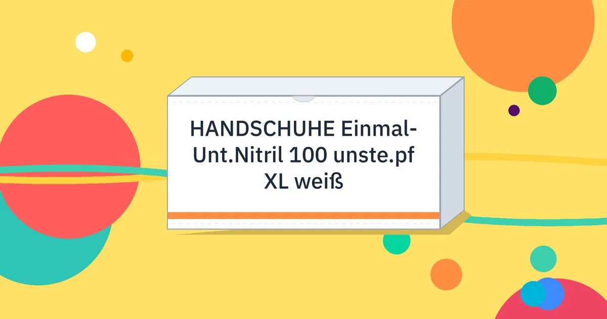 Symbolbild: Packung mit der Aufschrift HANDSCHUHE Einmal-Unt.Nitril 100 unste.pf XL weiß (PZN 19809218) – Verfügbarkeit und Bezug in Apotheken in Frankfurt am Main