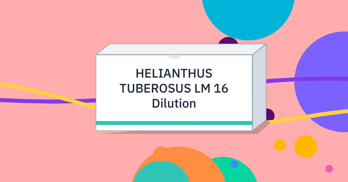 Symbolbild: Packung mit der Aufschrift HELIANTHUS TUBEROSUS LM 16 Dilution (PZN 13551687) – Verfügbarkeit und Bezug in Apotheken in Frankfurt am Main