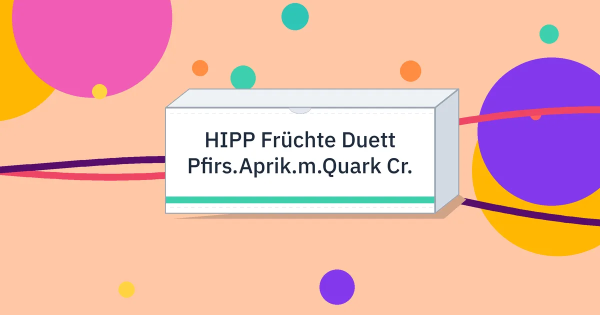 Symbolbild: Packung mit der Aufschrift HIPP Früchte Duett Pfirs.Aprik.m.Quark Cr. (PZN 04758946) – Verfügbarkeit und Bezug in Apotheken in Frankfurt am Main