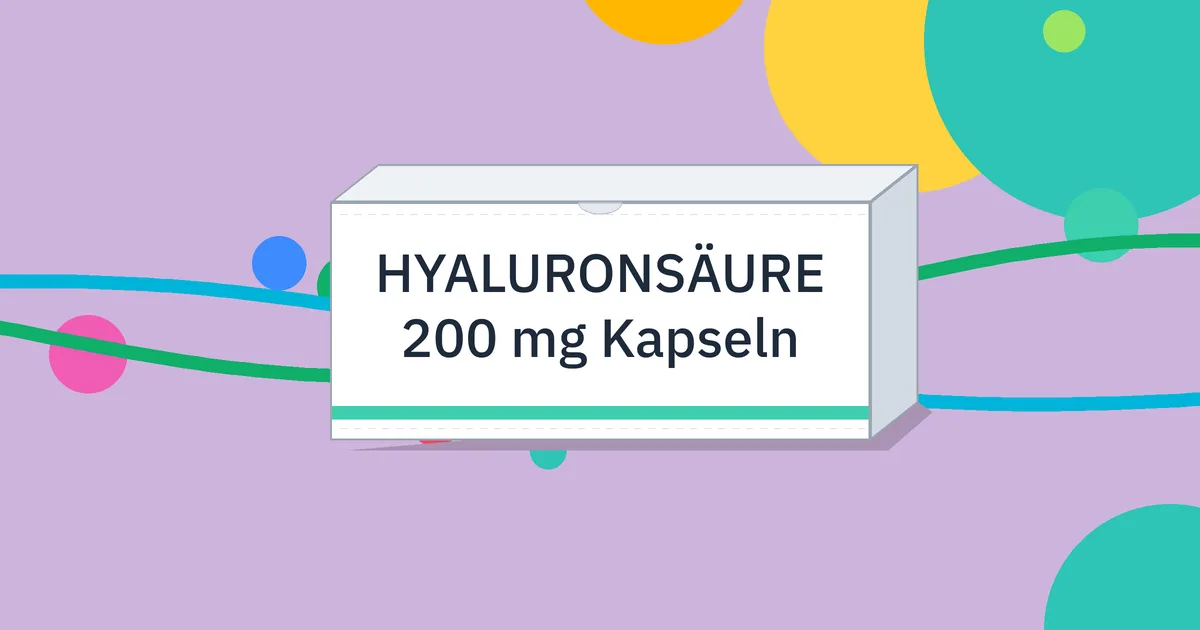 Symbolbild: Packung mit der Aufschrift HYALURONSÄURE 200 mg Kapseln (PZN 12427726) – Verfügbarkeit und Bezug in Apotheken in Frankfurt am Main