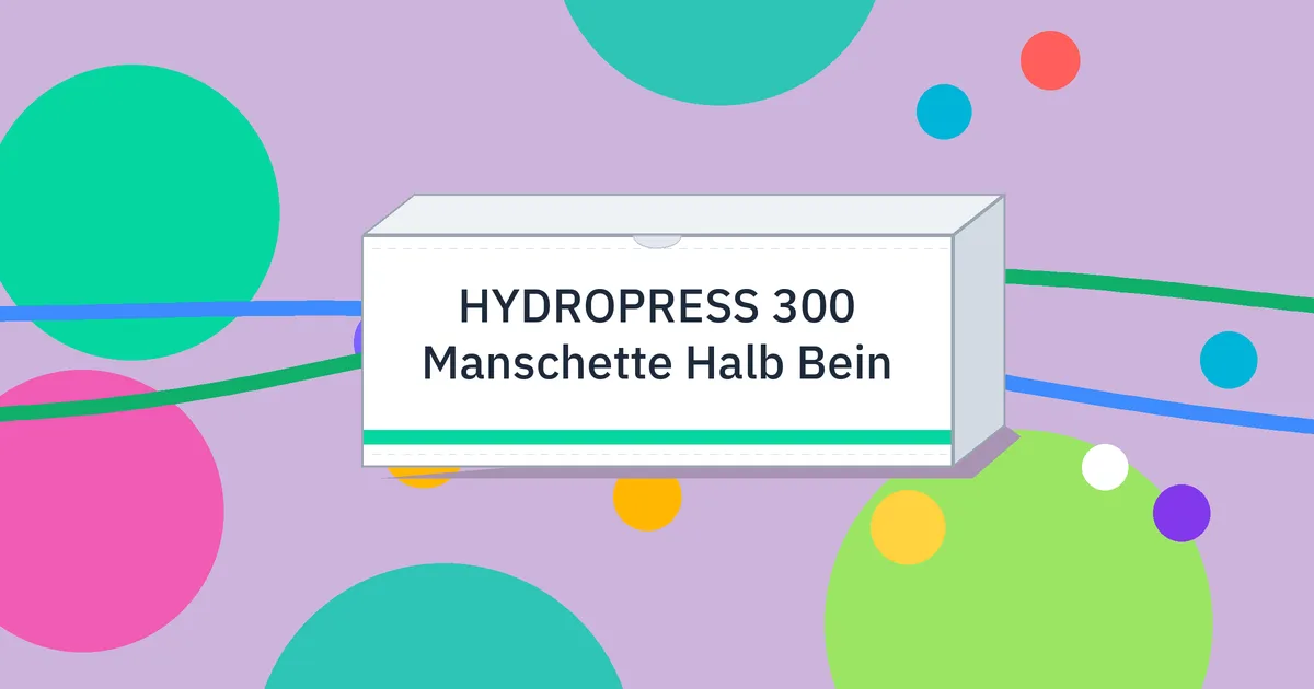 Symbolbild: Packung mit der Aufschrift HYDROPRESS 300 Manschette Halb Bein (PZN 07657312) – Verfügbarkeit und Bezug in Apotheken in Frankfurt am Main