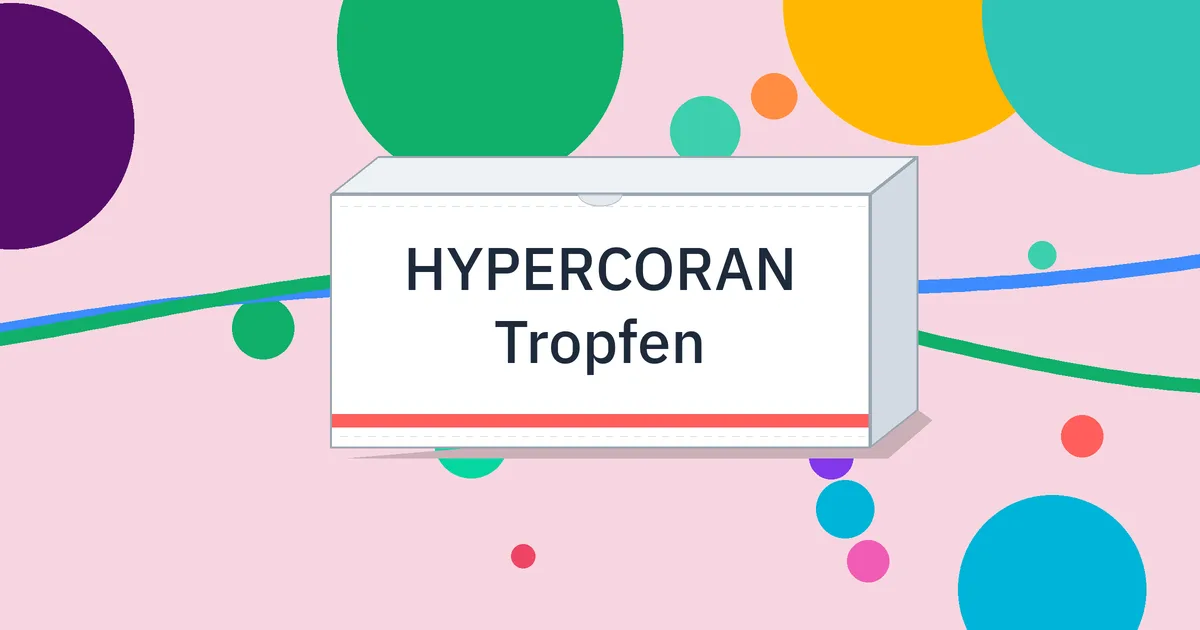 Symbolbild: Packung mit der Aufschrift HYPERCORAN Tropfen (PZN 12551797) – Verfügbarkeit und Bezug in Apotheken in Frankfurt am Main