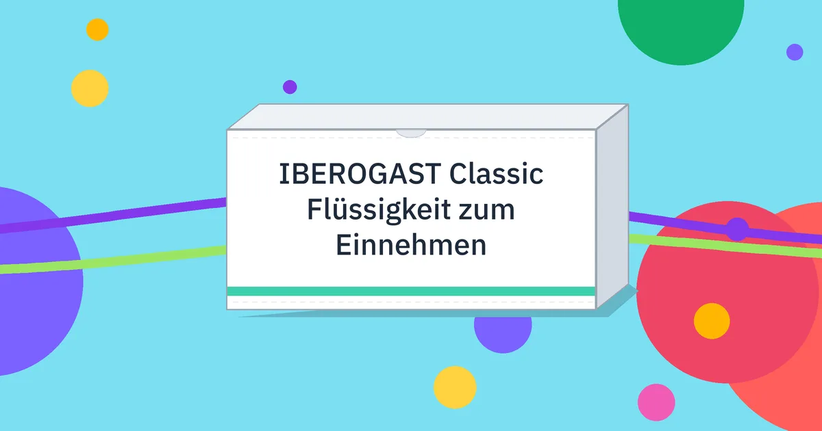 Symbolbild: Packung mit der Aufschrift IBEROGAST Classic Flüssigkeit zum Einnehmen (PZN 16507534) – Verfügbarkeit und Bezug in Apotheken in Frankfurt am Main