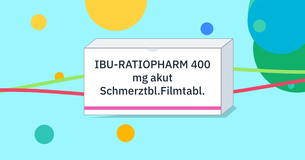 Symbolbild: Packung mit der Aufschrift IBU-RATIOPHARM 400 mg akut Schmerztbl.Filmtabl. (PZN 10019621) – Verfügbarkeit und Bezug in Apotheken in Frankfurt am Main