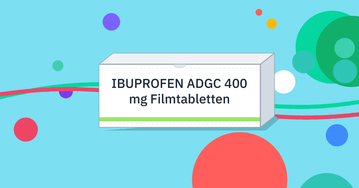 Symbolbild: Packung mit der Aufschrift IBUPROFEN ADGC 400 mg Filmtabletten (PZN 17445321) – Verfügbarkeit und Bezug in Apotheken in Frankfurt am Main