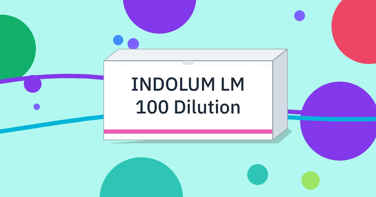 Symbolbild: Packung mit der Aufschrift INDOLUM LM 100 Dilution (PZN 13560309) – Verfügbarkeit und Bezug in Apotheken in Frankfurt am Main
