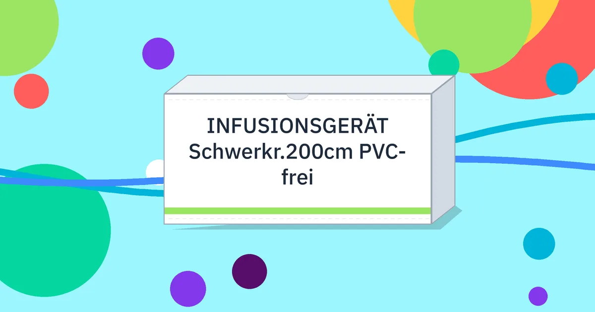 Symbolbild: Packung mit der Aufschrift INFUSIONSGERÄT Schwerkr.200cm PVC-frei (PZN 19893880) – Verfügbarkeit und Bezug in Apotheken in Frankfurt am Main