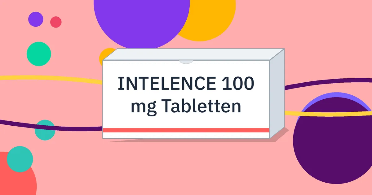 Symbolbild: Packung mit der Aufschrift INTELENCE 100 mg Tabletten (PZN 08769740) – Verfügbarkeit und Bezug in Apotheken in Frankfurt am Main