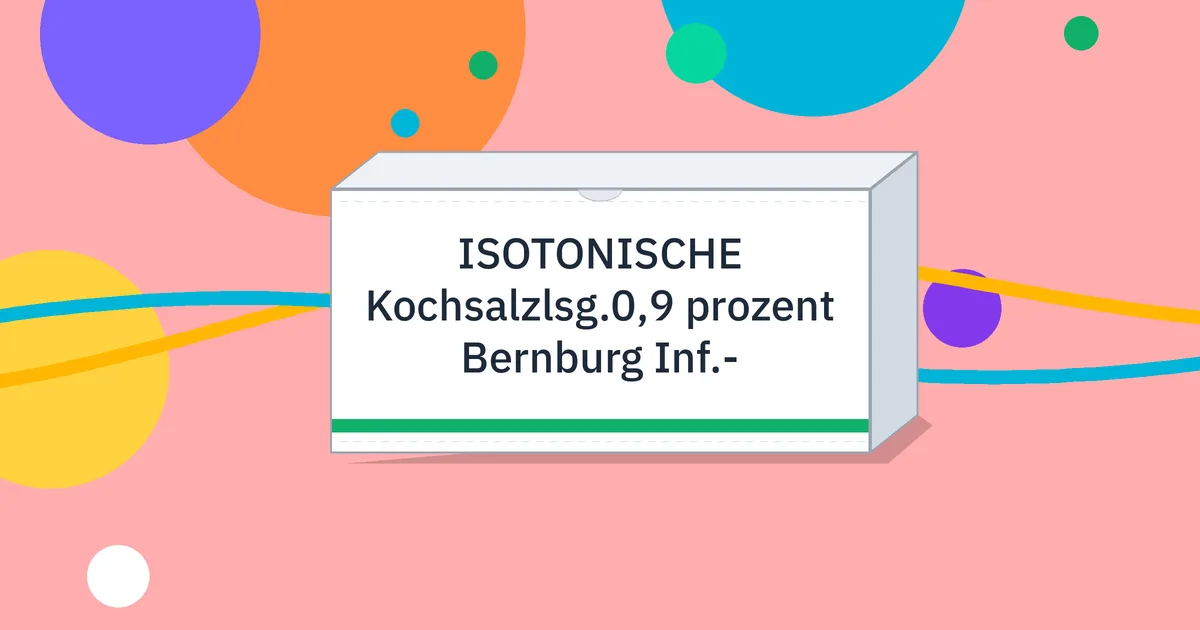Symbolbild: Packung mit der Aufschrift ISOTONISCHE Kochsalzlsg.0,9 prozent Bernburg Inf.- (PZN 09693708) – Verfügbarkeit und Bezug in Apotheken in Frankfurt am Main
