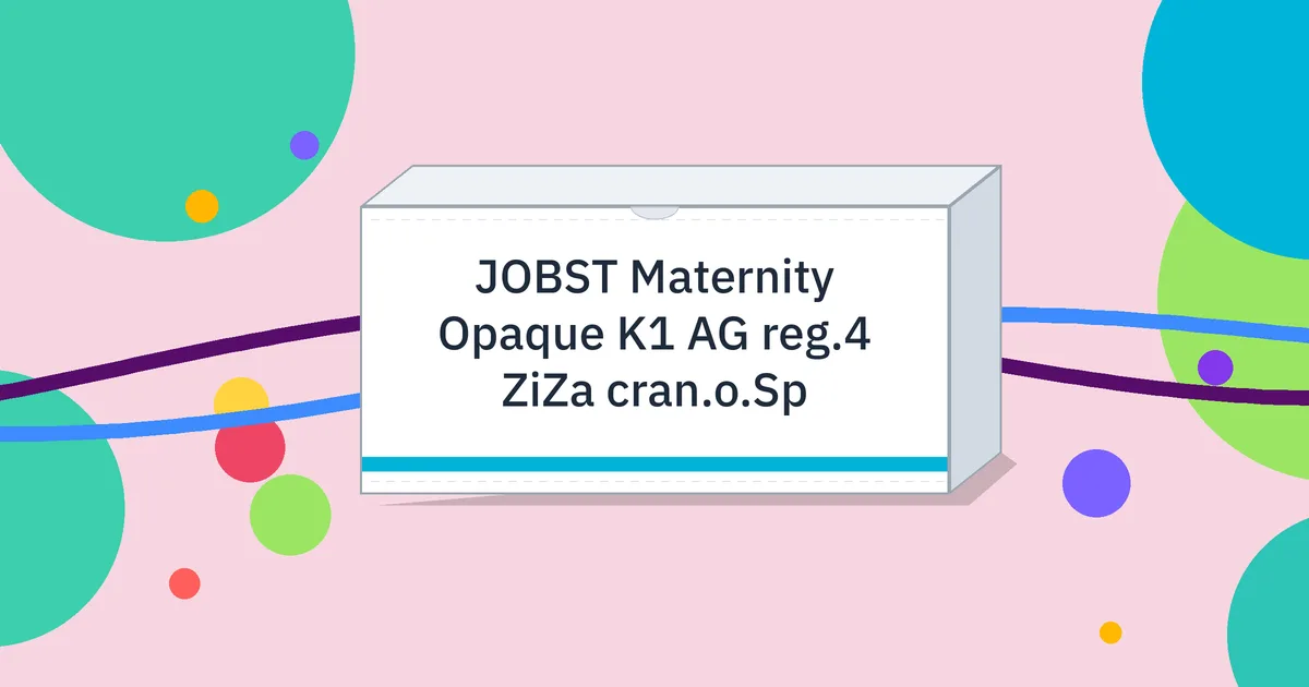 Symbolbild: Packung mit der Aufschrift JOBST Maternity Opaque K1 AG reg.4 ZiZa cran.o.Sp (PZN 15856942) – Verfügbarkeit und Bezug in Apotheken in Frankfurt am Main