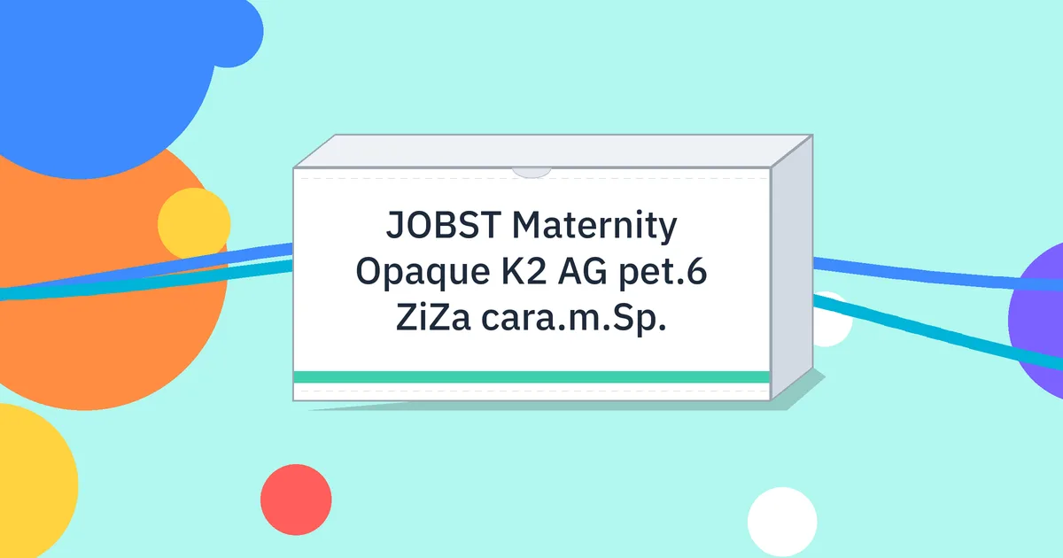 Symbolbild: Packung mit der Aufschrift JOBST Maternity Opaque K2 AG pet.6 ZiZa cara.m.Sp. (PZN 15851488) – Verfügbarkeit und Bezug in Apotheken in Frankfurt am Main