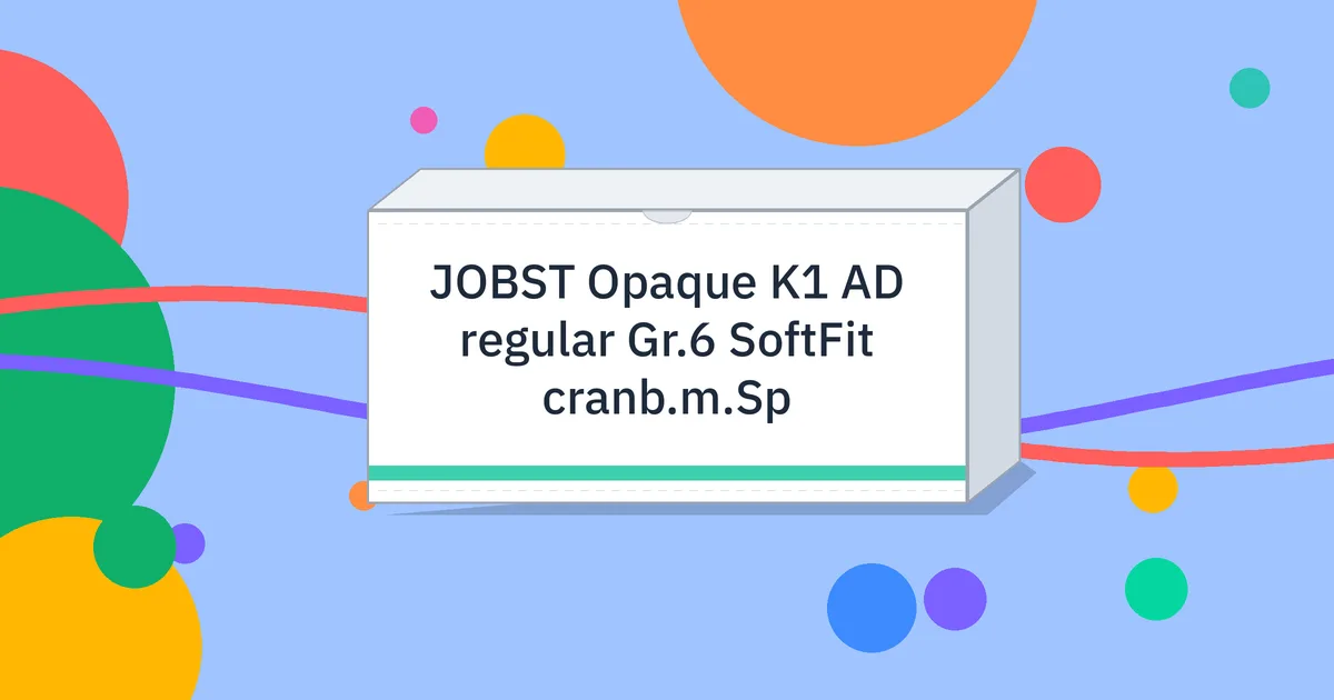 Symbolbild: Packung mit der Aufschrift JOBST Opaque K1 AD regular Gr.6 SoftFit cranb.m.Sp (PZN 13081804) – Verfügbarkeit und Bezug in Apotheken in Frankfurt am Main