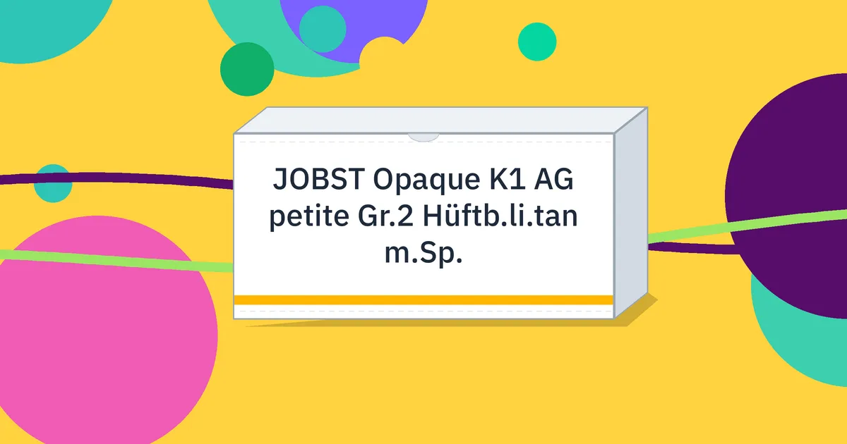 Symbolbild: Packung mit der Aufschrift JOBST Opaque K1 AG petite Gr.2 Hüftb.li.tan m.Sp. (PZN 16273728) – Verfügbarkeit und Bezug in Apotheken in Frankfurt am Main