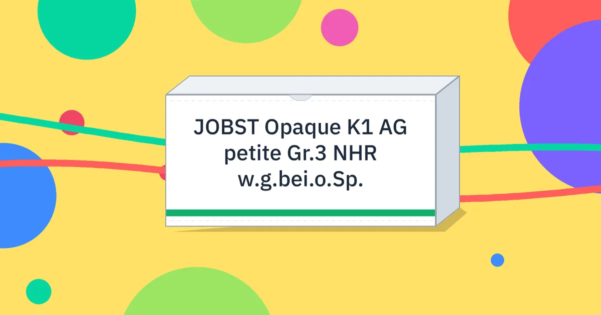 Symbolbild: Packung mit der Aufschrift JOBST Opaque K1 AG petite Gr.3 NHR w.g.bei.o.Sp. (PZN 16269141) – Verfügbarkeit und Bezug in Apotheken in Frankfurt am Main